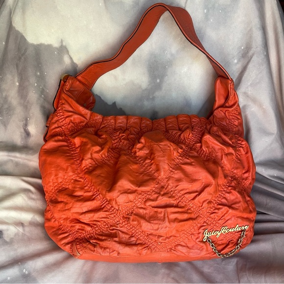Juicy Couture | Bags | Vintage Juicy Couture Orange Leather Large Purse ...